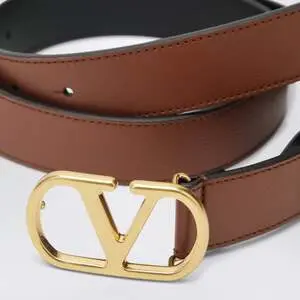 Valentino Garavani Caramel Vlogo Signature Belt In Leather