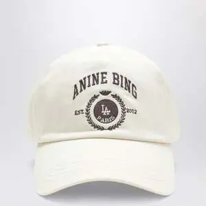 ANINE BING Jeremy Cream Cotton Baseball Cap