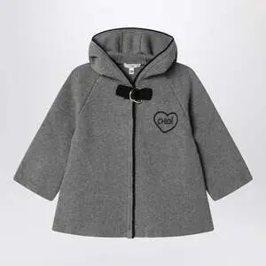 Chloé Melange Cape In Cotton And Wool - Grey