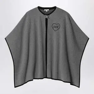 Chloé Melange Cape In Cotton And Wool - Grey