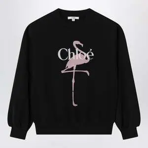 Chloé Cotton Sweatshirt With Flamingo Print