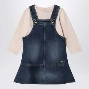 Chloé T-shirt And Denim Overalls Set With Embroidery