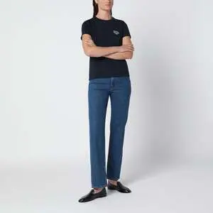 A.p.c. Dark Cotton T-shirt With Embroidery - Blue