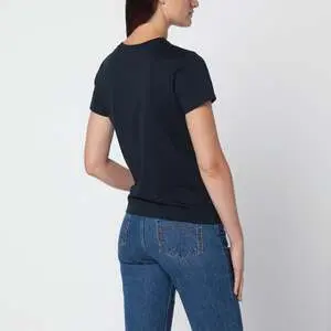 A.p.c. Dark Cotton T-shirt With Embroidery - Blue