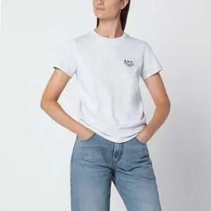 A.p.c. Gray Cotton T-shirt With Embroidery