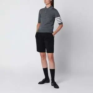 Thom Browne Medium 4-bar Polo Shirt In Virgin Wool - Grey