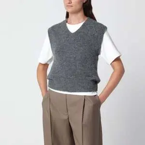 AMI Paris Vest Mélange In Alpaca And Wool Blend