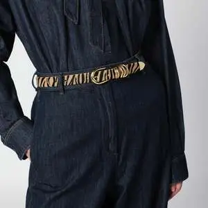 DEHANCHE Hollyhock Belt In Zebra-print And Crocodile-effect Leather
