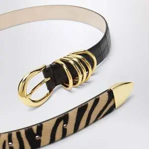 DEHANCHE Hollyhock Belt In Zebra-print And Crocodile-effect Leather