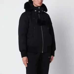 Moose Knuckles Debbie Original Hooded Bomber Jacket - Black