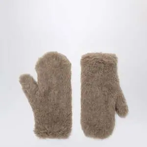 Max Mara Dark Beige Teddy Gloves - Brown