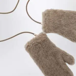 Max Mara Dark Beige Teddy Gloves - Brown