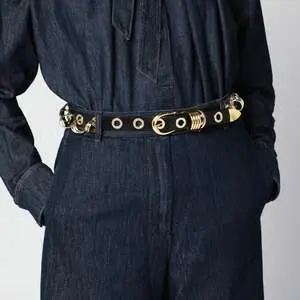 DEHANCHE Revenge Belt /gold In Leather With Metal Eyelets