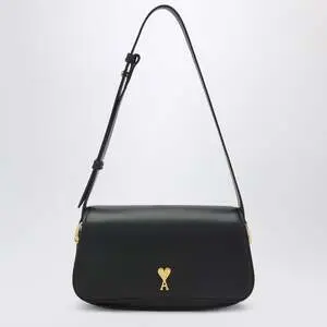 AMI Paris Paris Paris Leather Shoulder Bag - Black