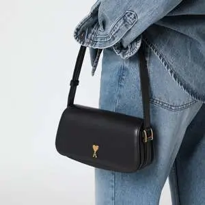AMI Paris Paris Paris Leather Shoulder Bag