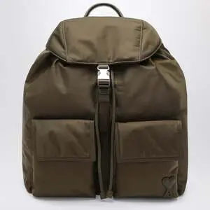 AMI Paris Marcel Truffle-colored Nylon Backpack - Brown
