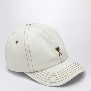 AMI Paris De Caur Cream Cotton Cap