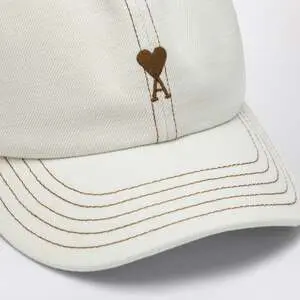 AMI Paris De Caur Cream Cotton Cap