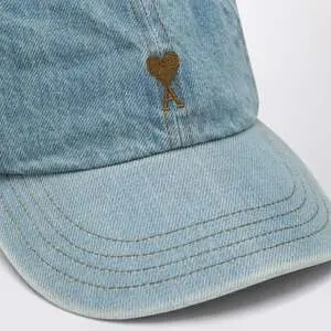 AMI Paris De Caur Cotton Denim Cap