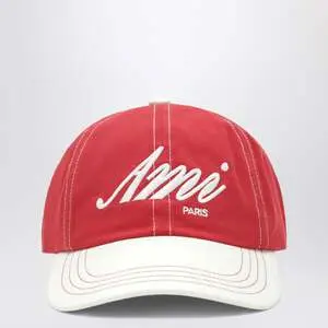 AMI Paris Signature Cap In And Ivory Cotton - Red