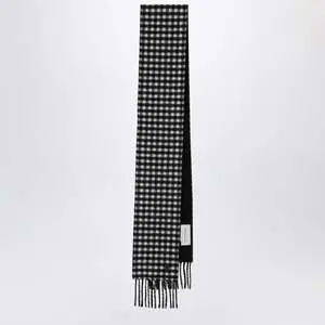 AMI Paris And Ivory Checked Wool Scarf - Black