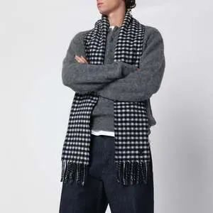 AMI Paris And Ivory Checked Wool Scarf