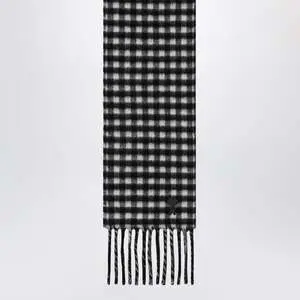 AMI Paris And Ivory Checked Wool Scarf