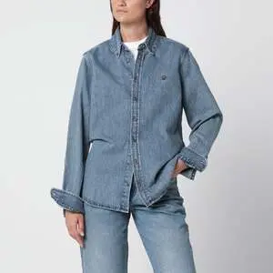 AMI Paris De Coeur Shirt In Used Denim