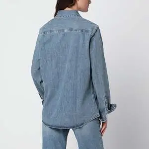 AMI Paris De Coeur Shirt In Used Denim