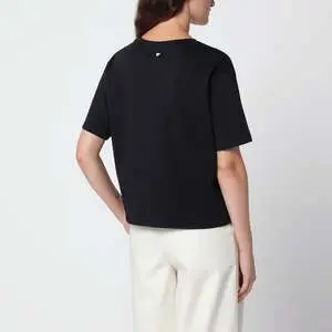Max Mara T-shirt In Cotton With Floral Embroidery - Black