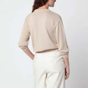 Max Mara Almond Cardigan In Cotton With Inlays