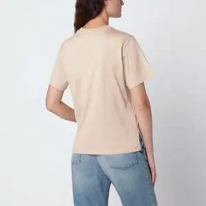 Max Mara Powder T-shirt In Cotton With Logo Embroidery - Pink