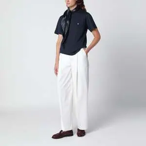 Max Mara T-shirt In Cotton With Logo Embroidery - Blue