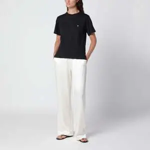 Max Mara T-shirt In Cotton With Logo Embroidery - Black