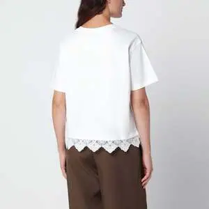 Max Mara Cotton T-shirt With Lace Trim