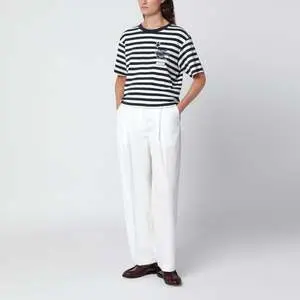 Max Mara White/navy Striped T-shirt In Cotton