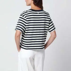 Max Mara White/navy Striped T-shirt In Cotton