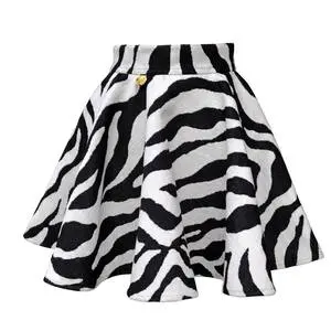 KARGEDE White / Black Zebra Print Flared Mini Skirt