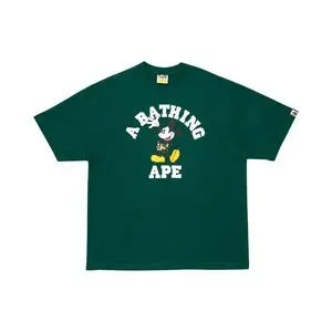 A BATHING APE X Disney Mickey Mouse College Relaxed Fit Tee - Green