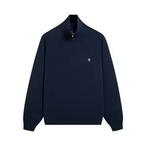 Kith Compact Cotton Knit Javier Quarter Zip Pullover 'nocturnal - Blue