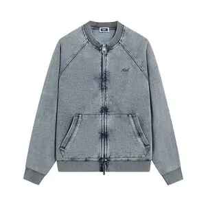 Kith Indigo Fleece Linus Full Zip Crewneck 'light Indigo - Blue