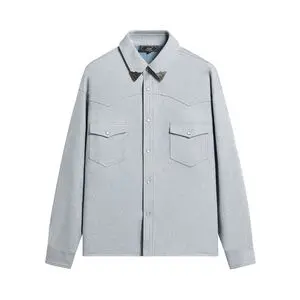 Kith Leather Denim Western Henson Shirt 'light Indigo - Blue