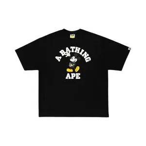 A BATHING APE X Disney Mickey Mouse College Relaxed Fit Tee - Black