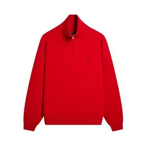 Kith Compact Cotton Knit Javier Quarter Zip Pullover 'fame - Red