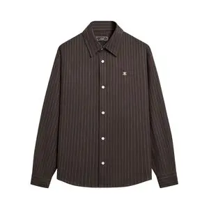 Kith Pinstripe Flannel Tamlin Buttondown Shirt 'clever - Brown