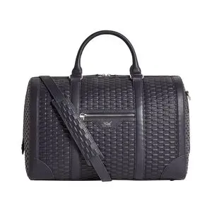 Kith Monogram Tumbled Leather Traveler K40 Duffle Bag 'ink - Black