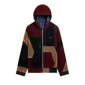 Kith Patchwork Flocked Denim Nyx Hooded Jacket 'essence - Red