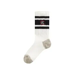 Kith Script K Laurel Stripe Cotton Chunky Crew Socks - White