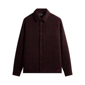 Kith Boucle Plaid Boxy Collared Overshirt 'essence - Red