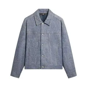 Kith Leather Denim Dario Trucker Jacket 'mid Indigo - Blue